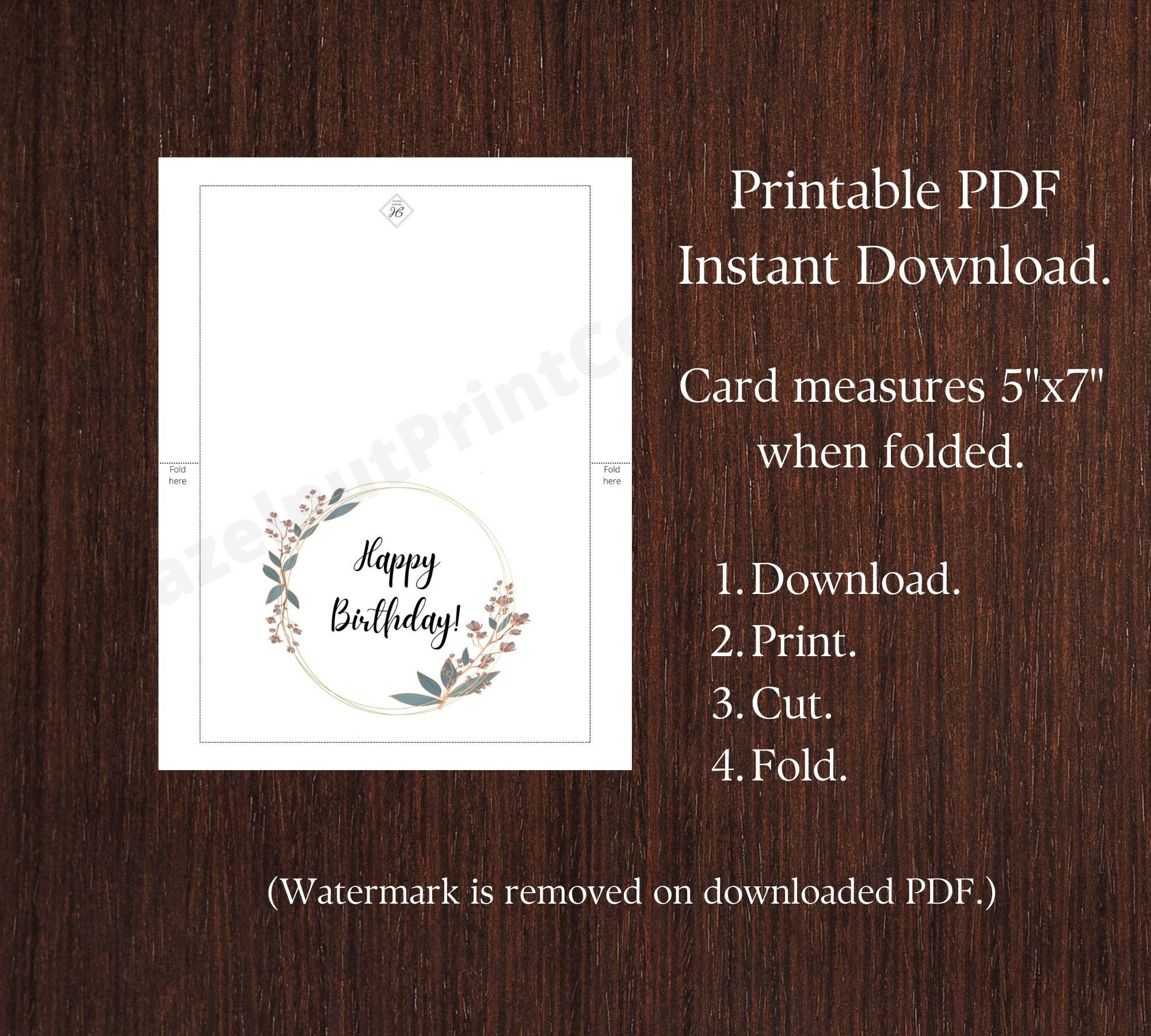 Printable Birthday Card. Happy Birthday Printable Card. Birthday Card ...