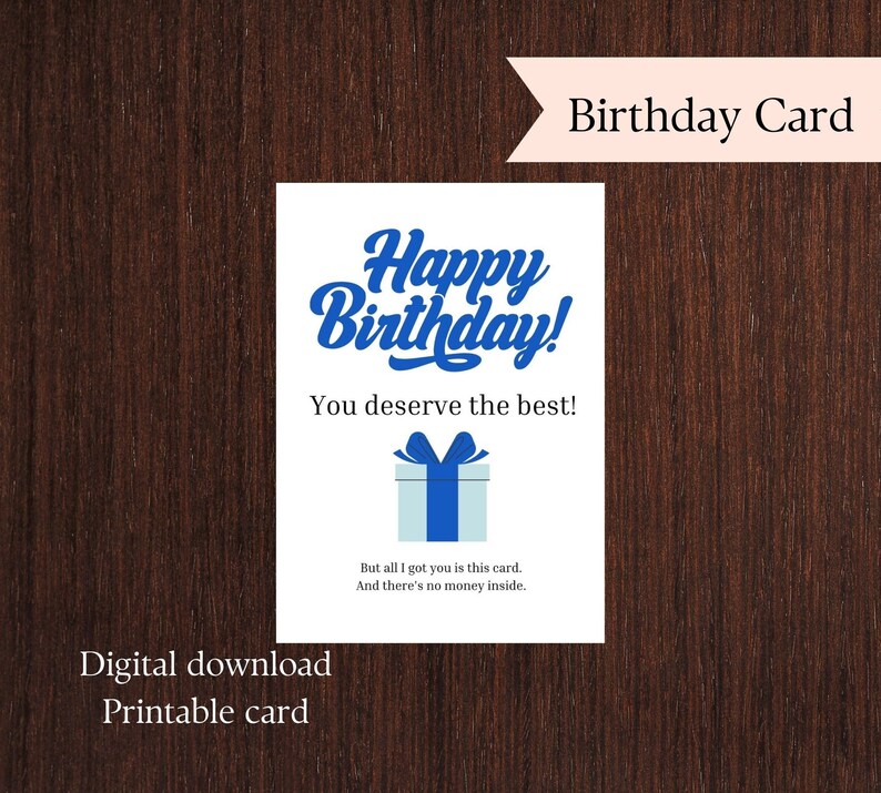 Printable Birthday Card. Happy Birthday Printable Card. Humor. Digital ...