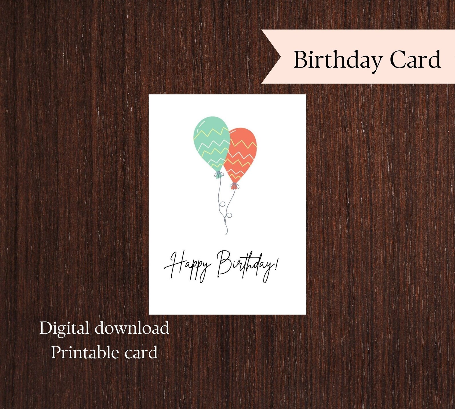 Printable Birthday Card. Happy Birthday Printable Card. Digital ...