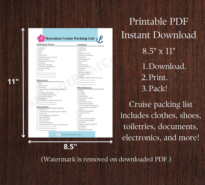 Hawaiian Cruise Packing List. Printable Packing List for Cruise to ...