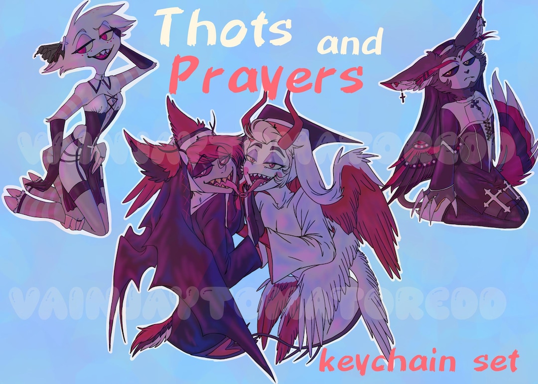Thots and Prayers Hazbin Hotel Keychains - Etsy