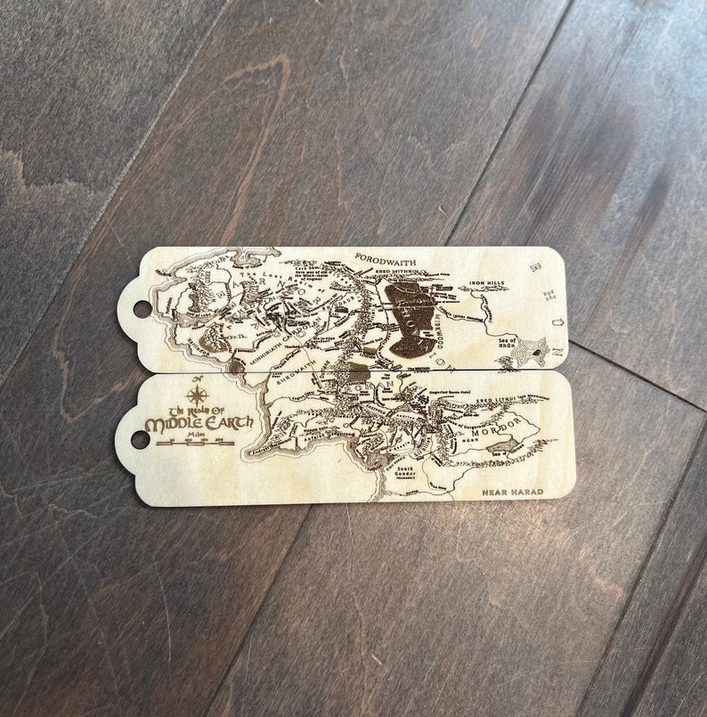 Map of Middle Earth Wood Bookmarks Lord of the Rings - Etsy