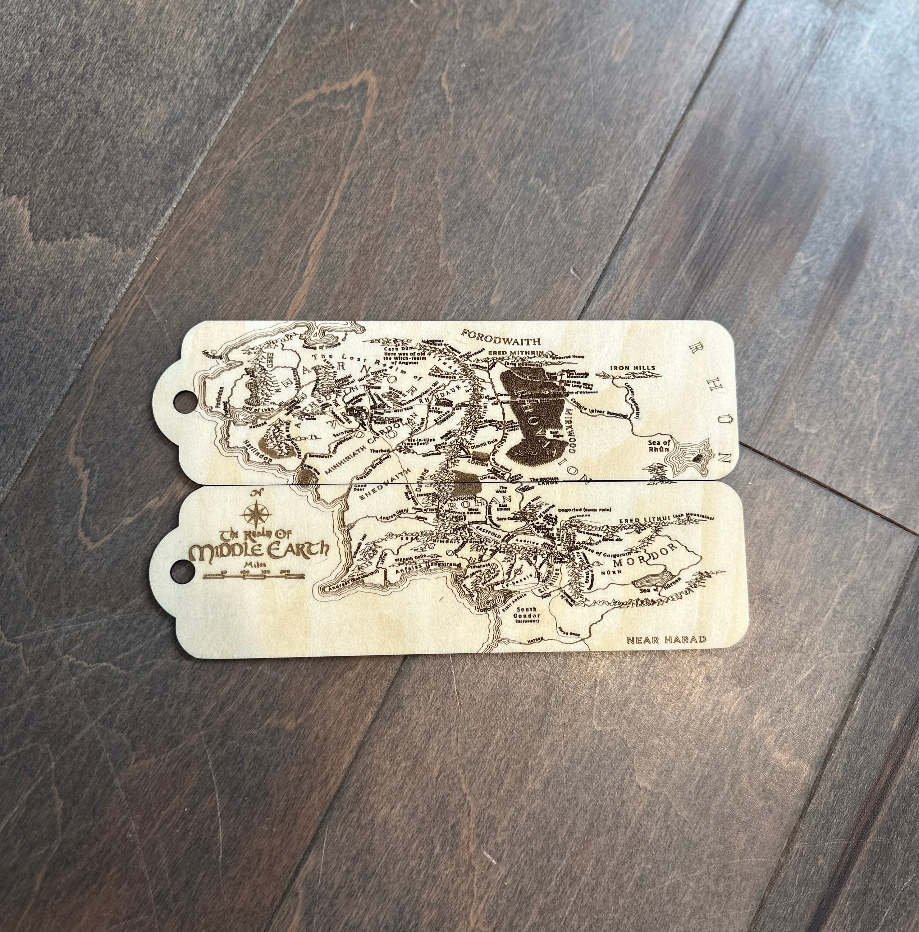 Map of Middle Earth Wood Bookmarks Lord of the Rings - Etsy