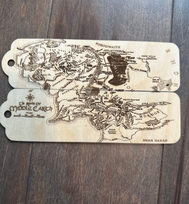 Map of Middle Earth Wood Bookmarks Lord of the Rings - Etsy