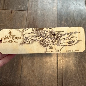 Map of Middle Earth Wood Bookmarks | Lord of the Rings Bookmark ...