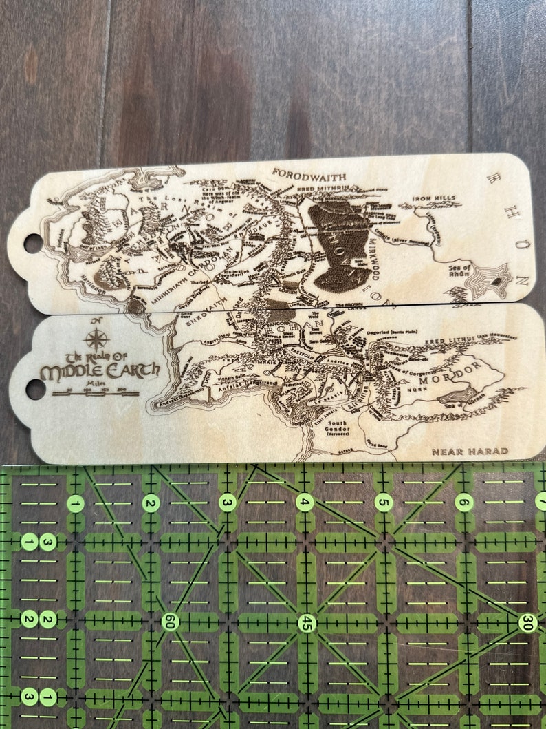 Map of Middle Earth Wood Bookmarks Lord of the Rings - Etsy