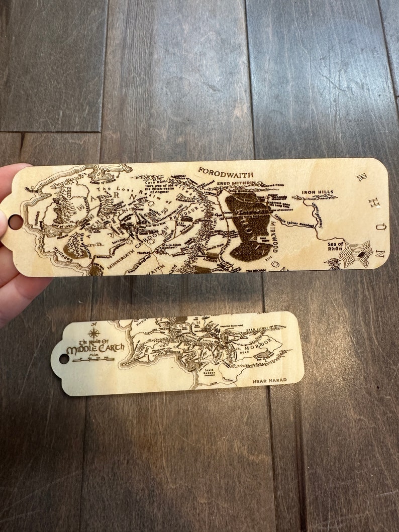 Map of Middle Earth Wood Bookmarks Lord of the Rings - Etsy