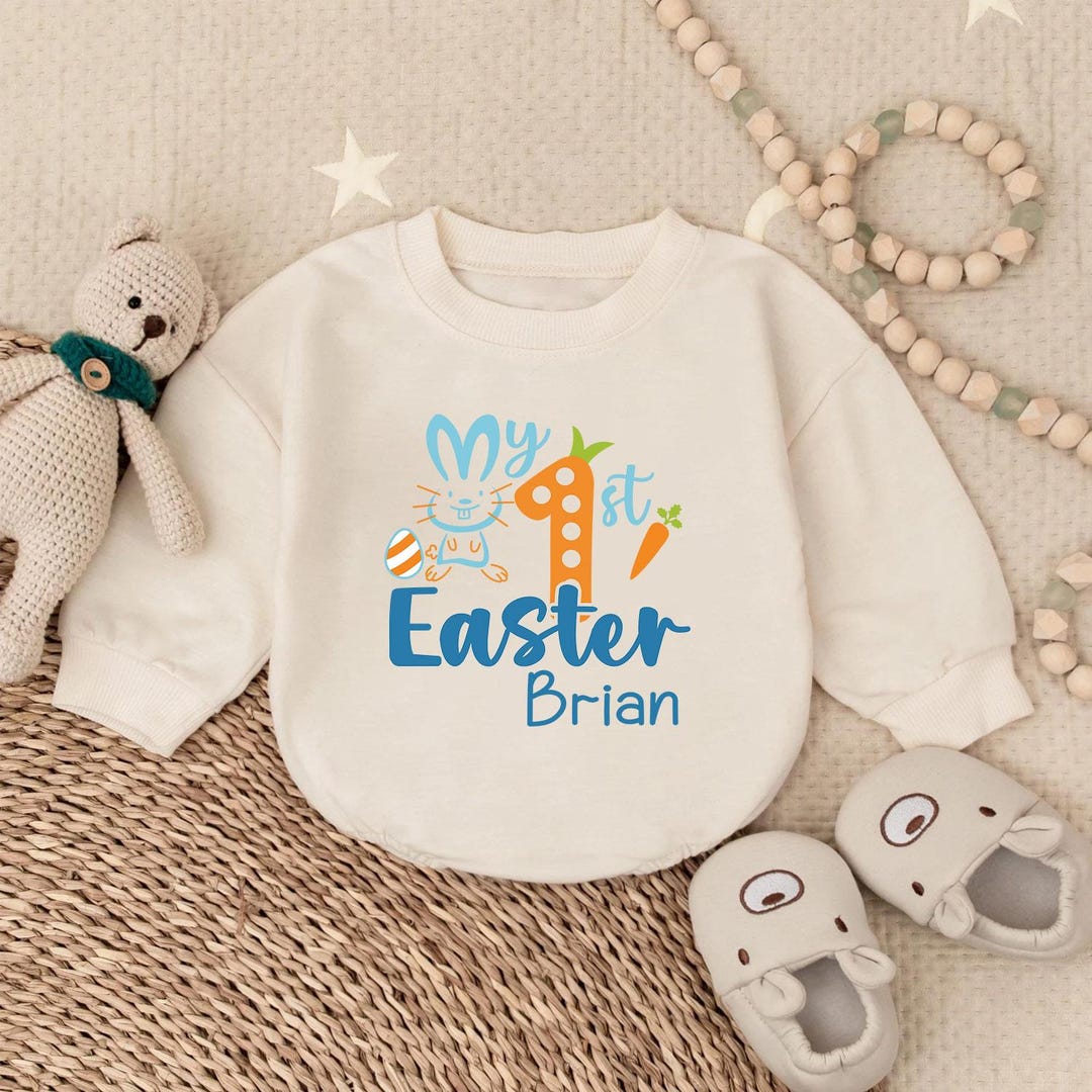 Personalized My First Easter Sweatshirt Romper, My First Easter Baby ...