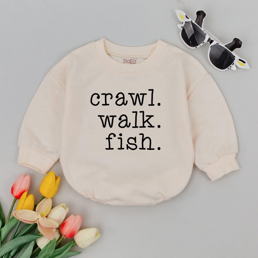Crawl Walk Fish Baby Romper, Fishing Baby Clothes, Cute Little Fishing ...