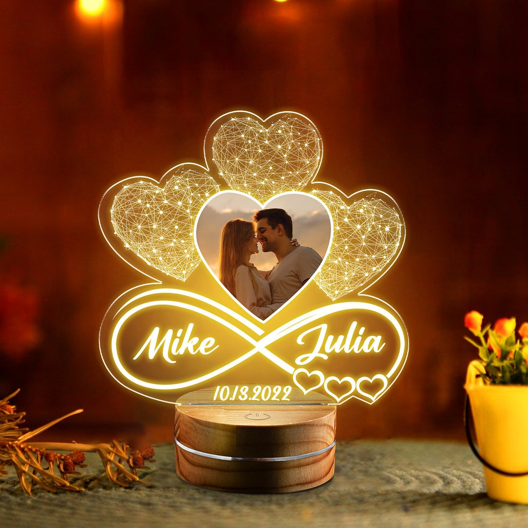 Personalized Night Light Custom 3D Photo Lamp Custom Night Light, Couples Gift for Her ...