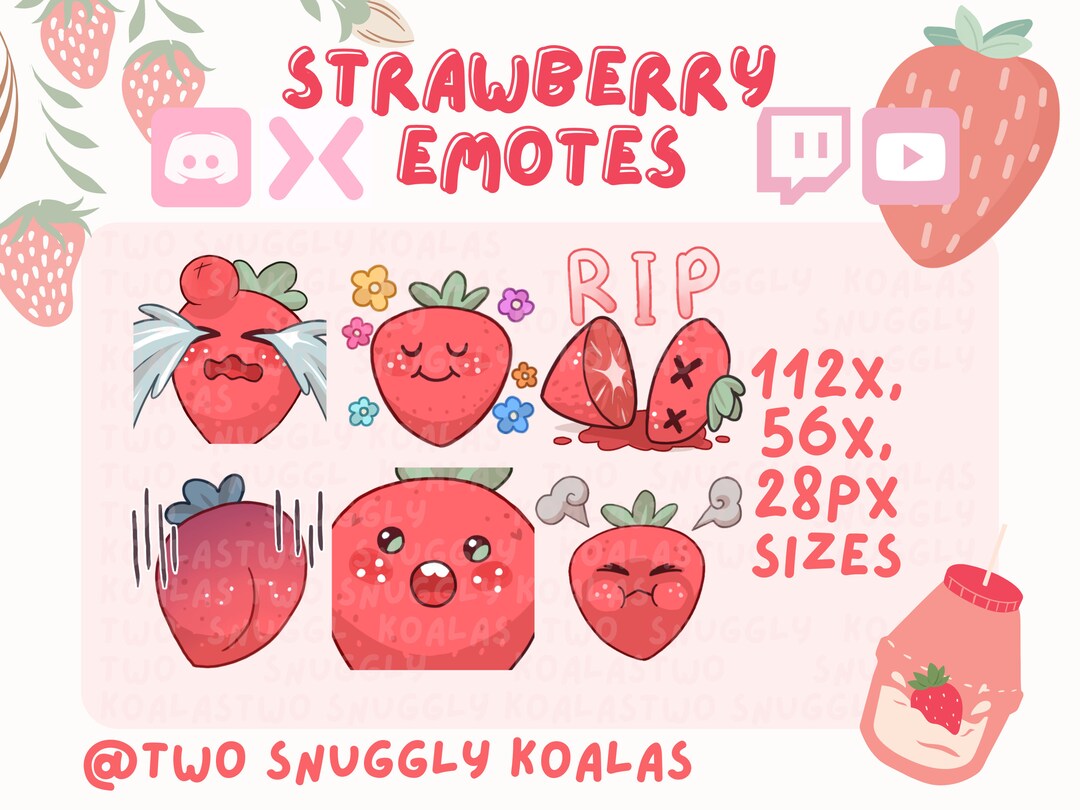 Twitch (stream) Emotes Pack | Strawberries - Etsy