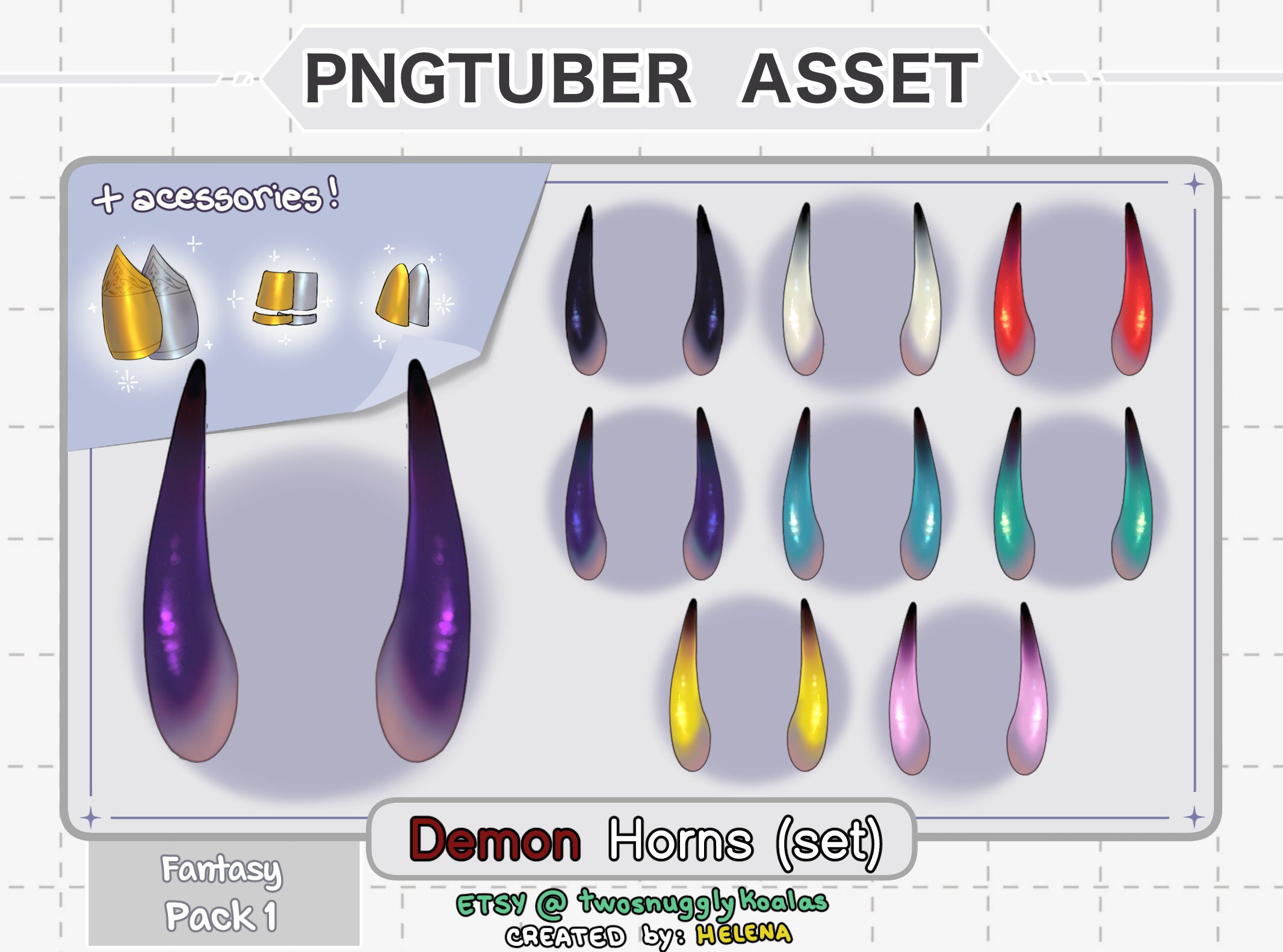 Pngtuber Asset | Fantasy [pack 1] - Demon Horns Set - Etsy