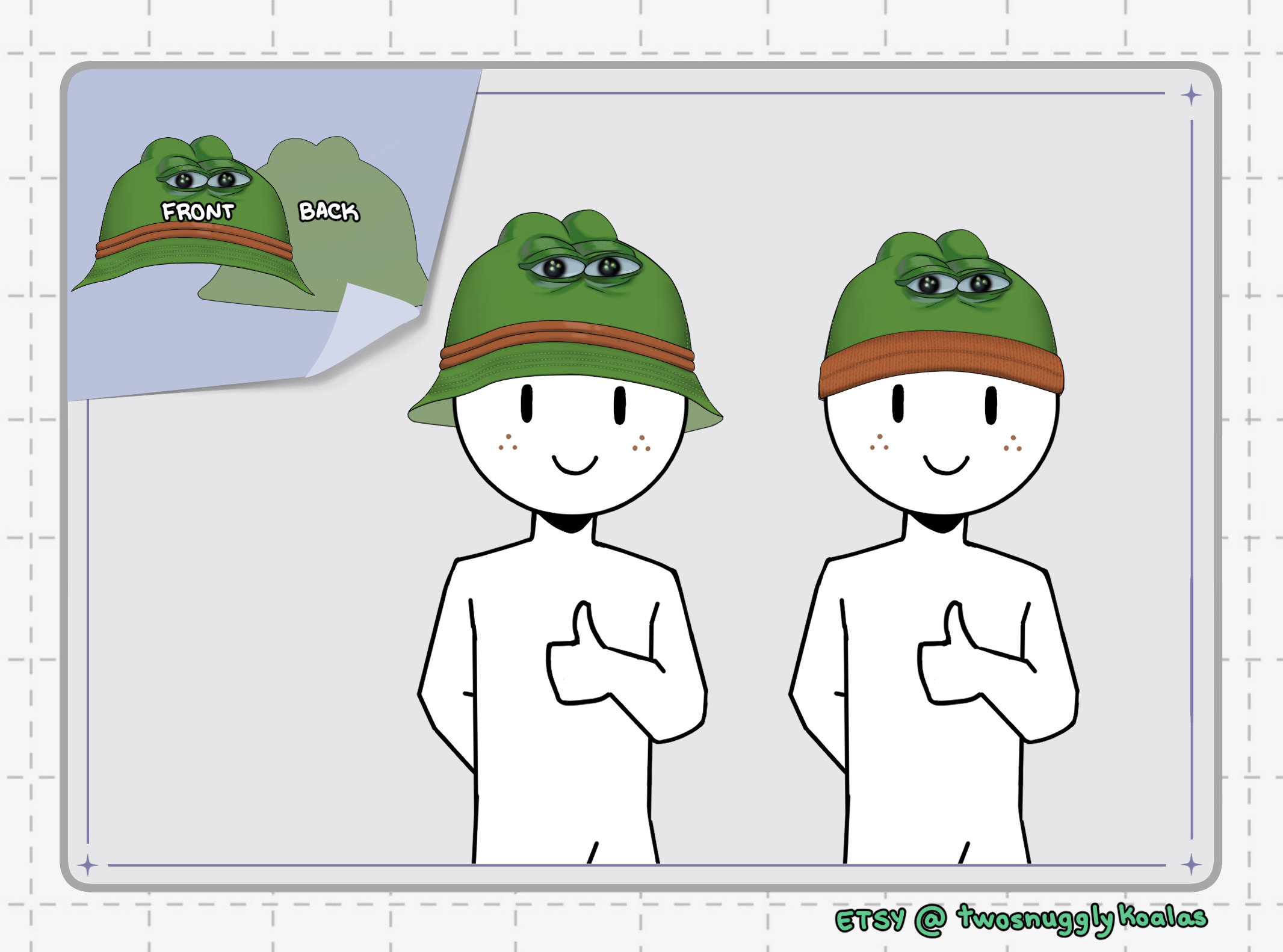 Pngtuber Asset | Memes [pack 3] - Pepe Bucket Hat and Beanie - Etsy