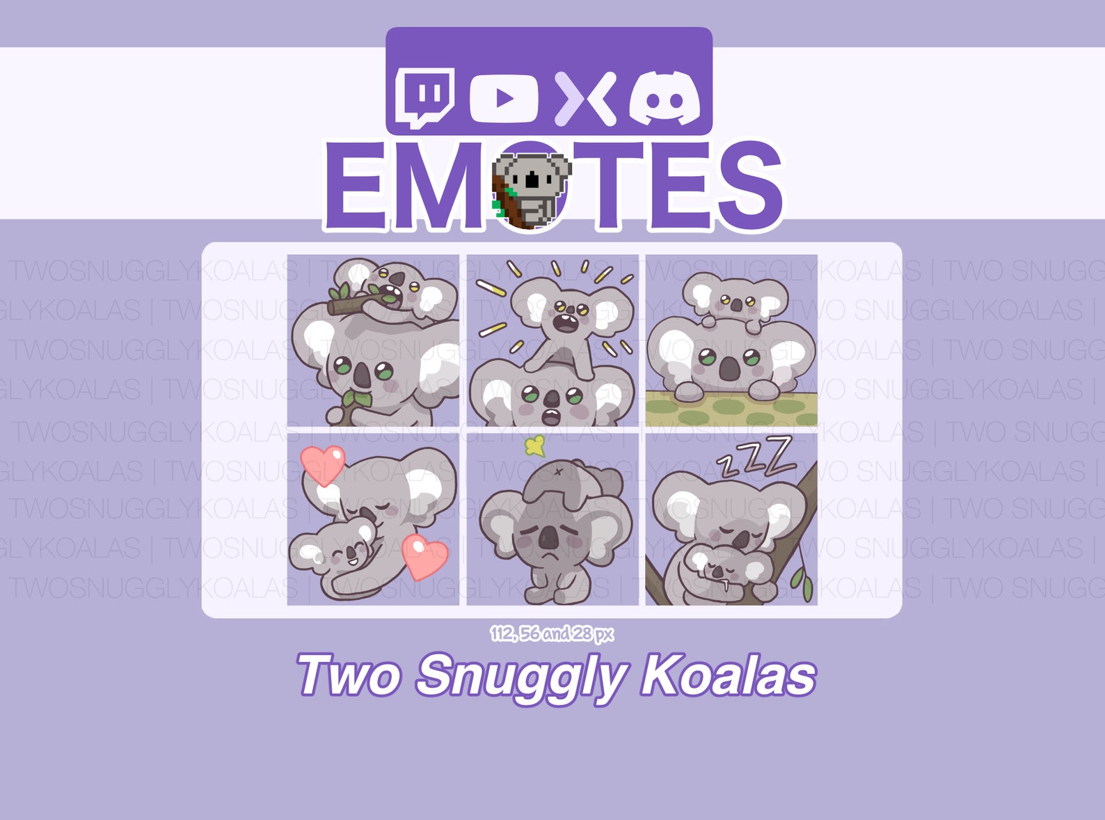 Twitch stream Emotes Pack Two Snuggly Koalas - Etsy