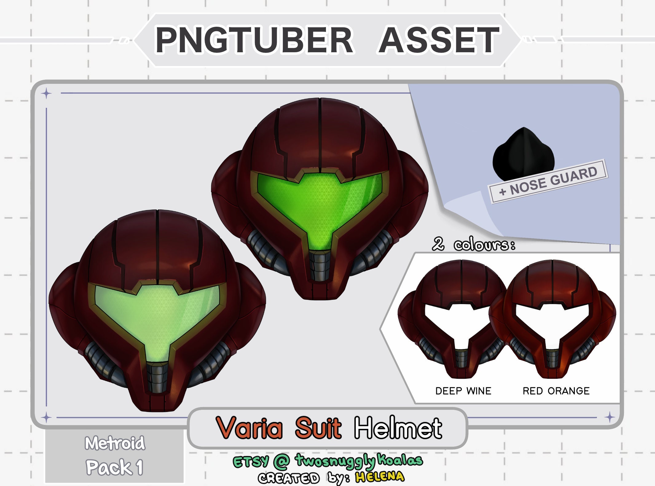 Pngtuber Asset | Metroid [pack 1] - Varia Suit Helmet - Etsy