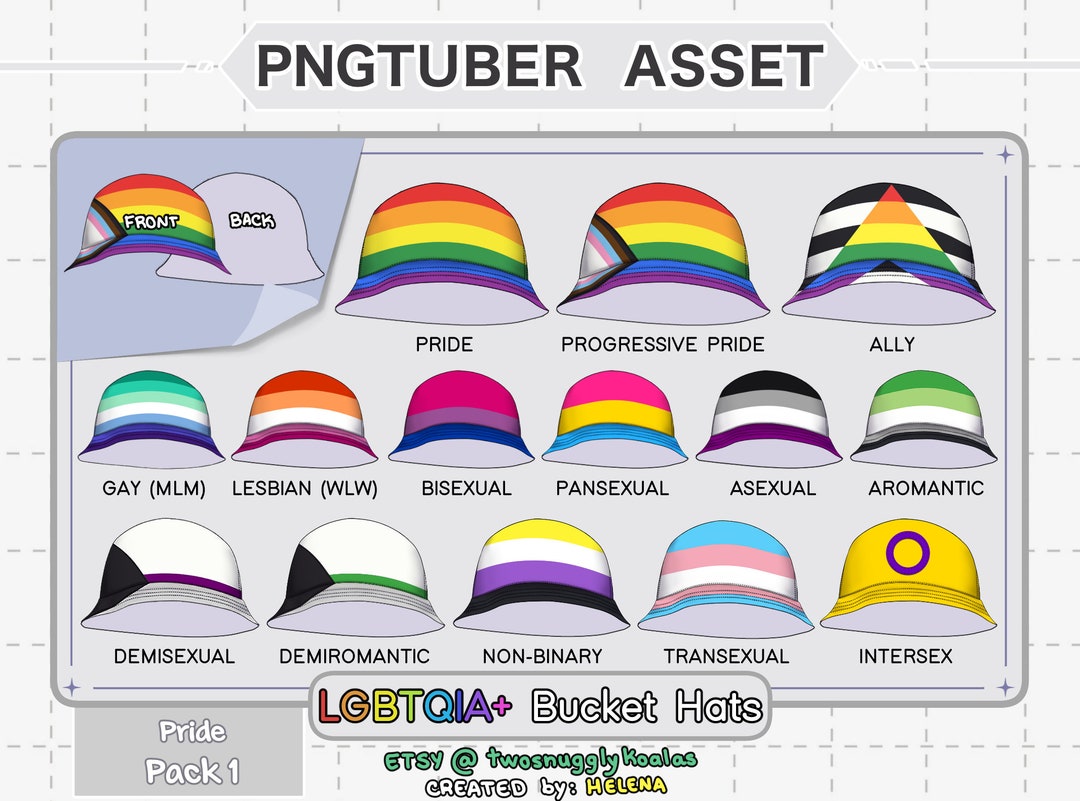 Pngtuber Asset Pride pack 1 LGBTQIA Bucket Hats - Etsy