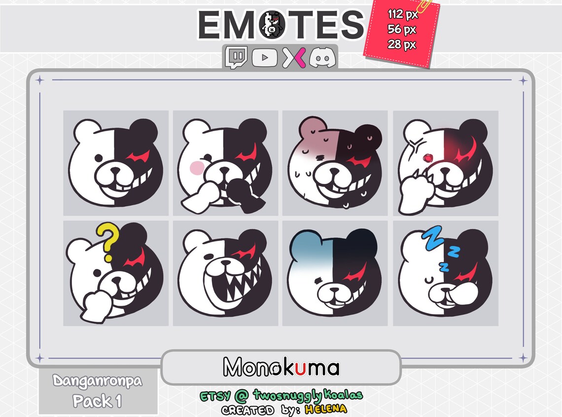 Emotes (stream) | Danganronpa [pack 1] - Monokuma - Etsy