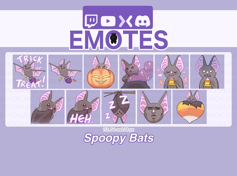 Twitch (stream) Emotes - Halloween Pack | Spoopy Bats - Etsy