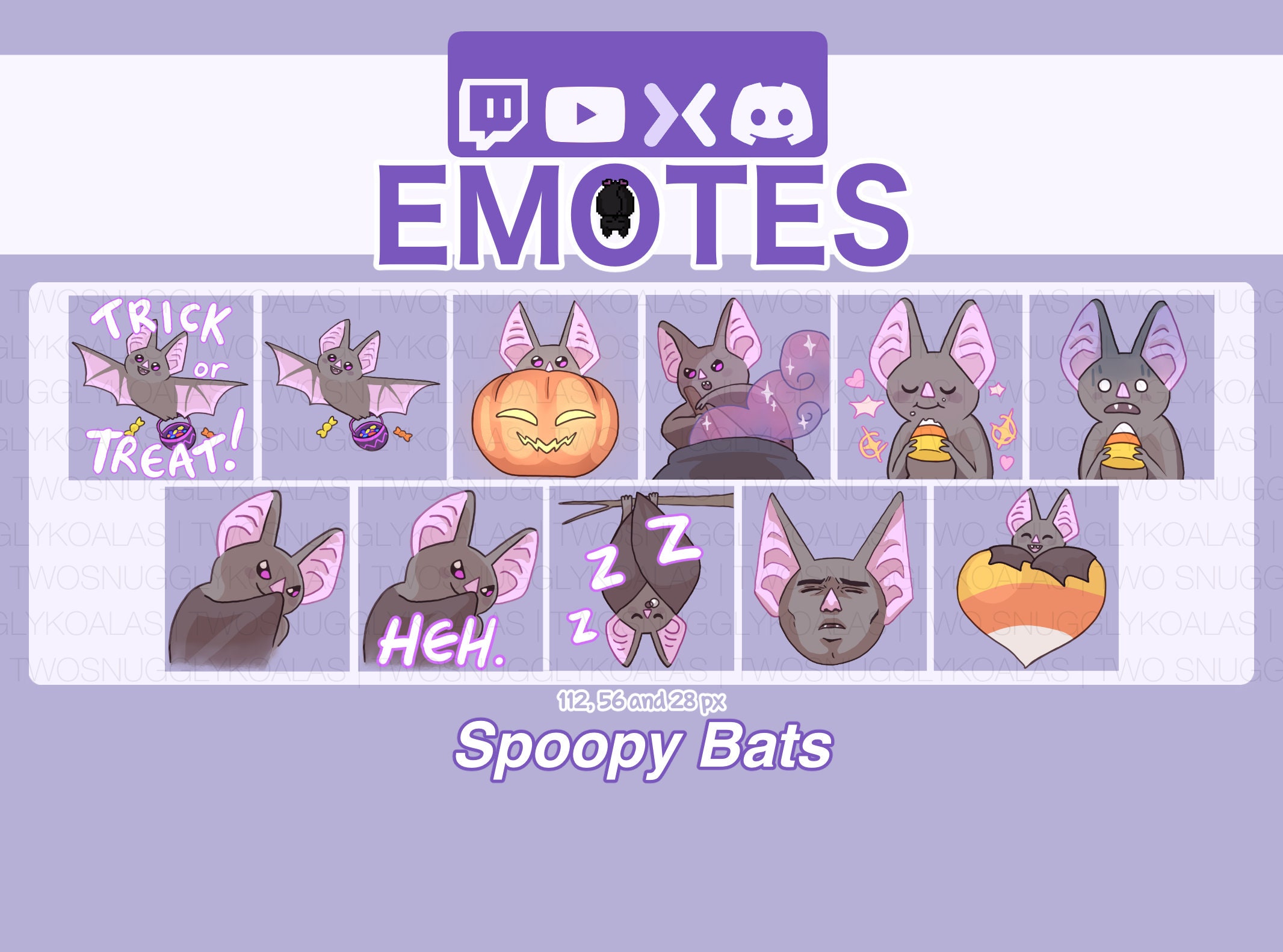 Twitch (stream) Emotes - Halloween Pack | Spoopy Bats - Etsy