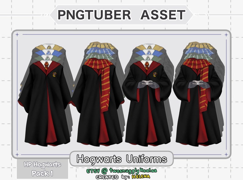 Pngtuber Asset | HP Hogwarts [pack 1] - School Uniforms (all Houses) - Etsy