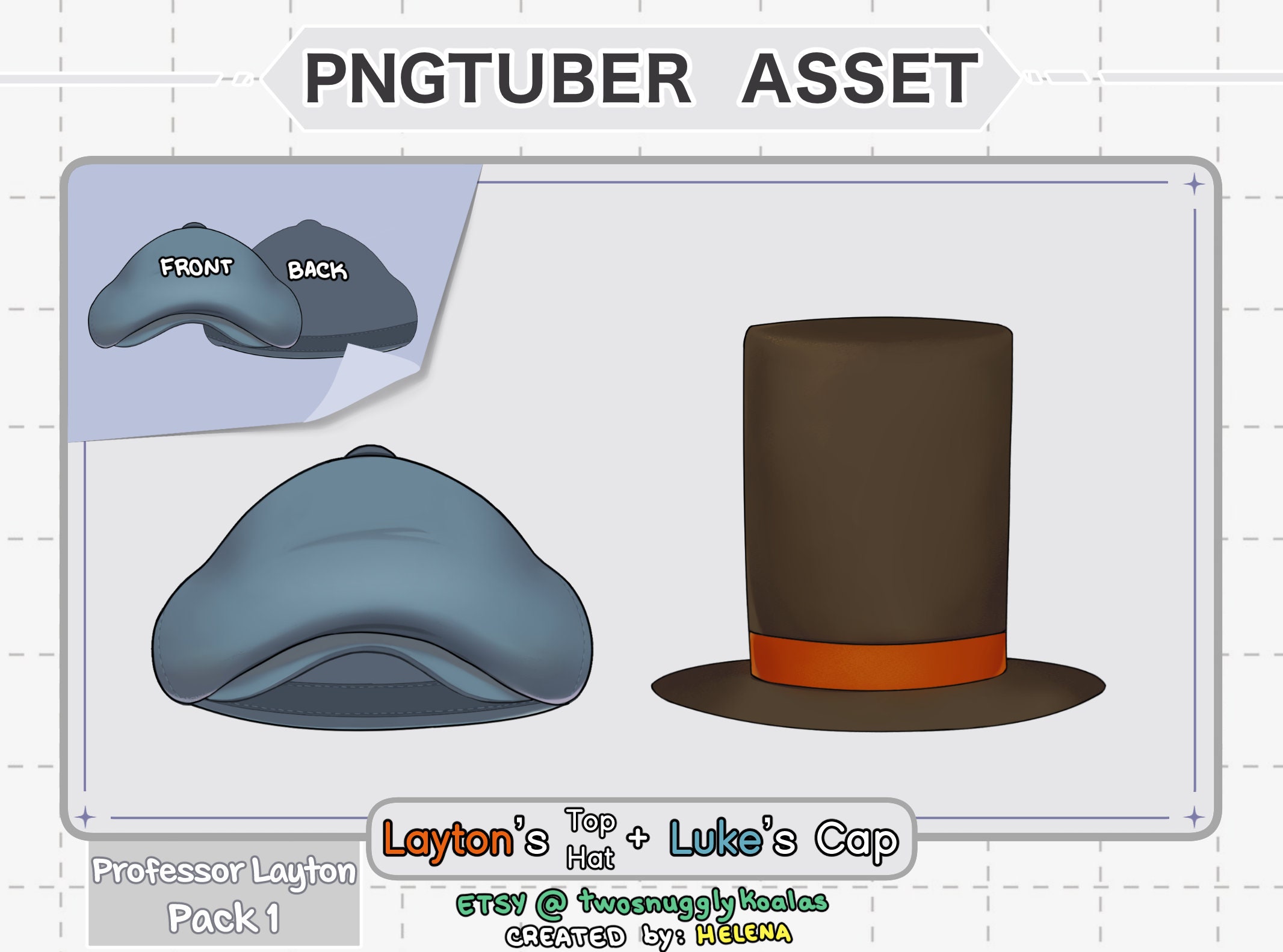 Pngtuber Asset | Professor Layton [pack 1] - Top Hat + Luke’s Cap - Etsy