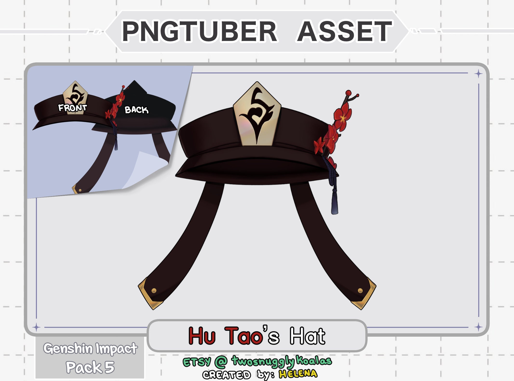 Pngtuber Asset | Genshin Impact [pack 5] - Hu Tao Hat - Etsy