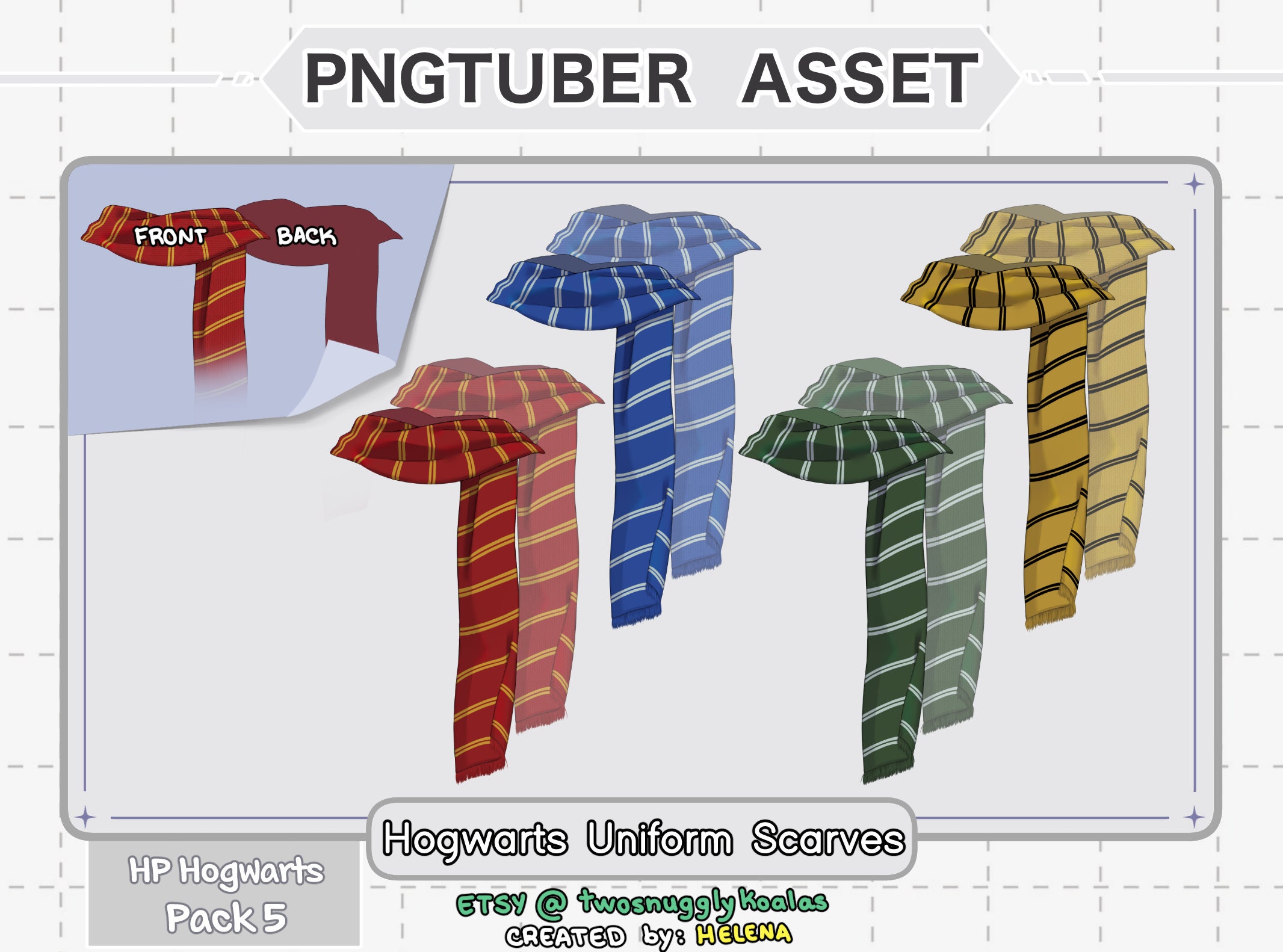 Pngtuber Asset | HP Hogwarts [pack 5] - Uniform Scarves - Etsy