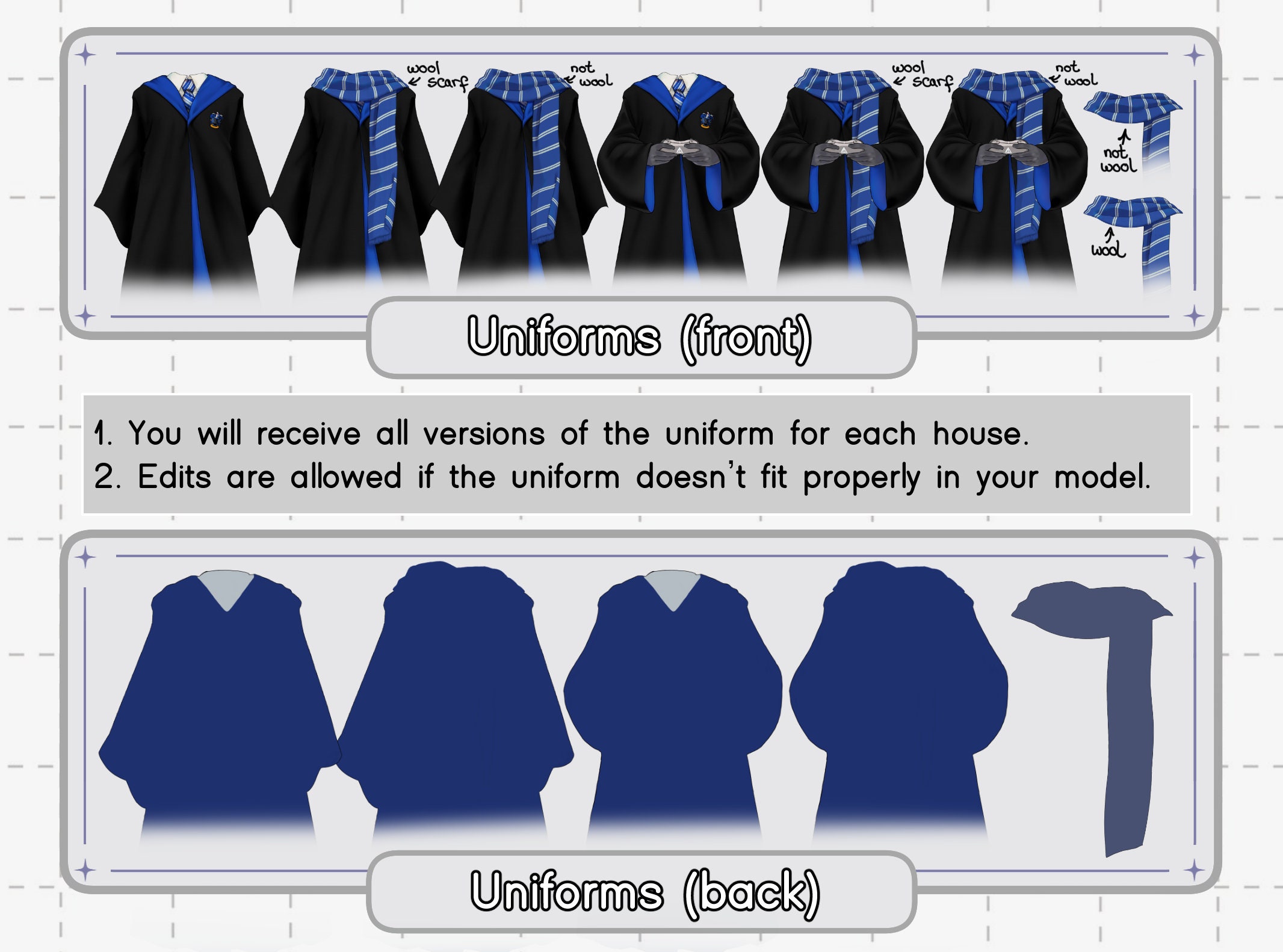 Pngtuber Asset | HP Hogwarts [pack 1] - School Uniforms (all Houses) - Etsy