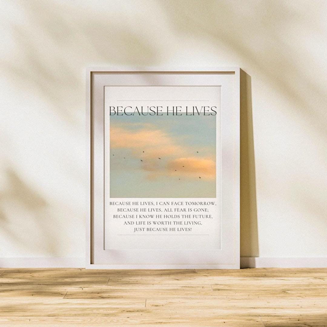 Because He Lives Christian Home Decor Bible Verse Wall Art - Etsy