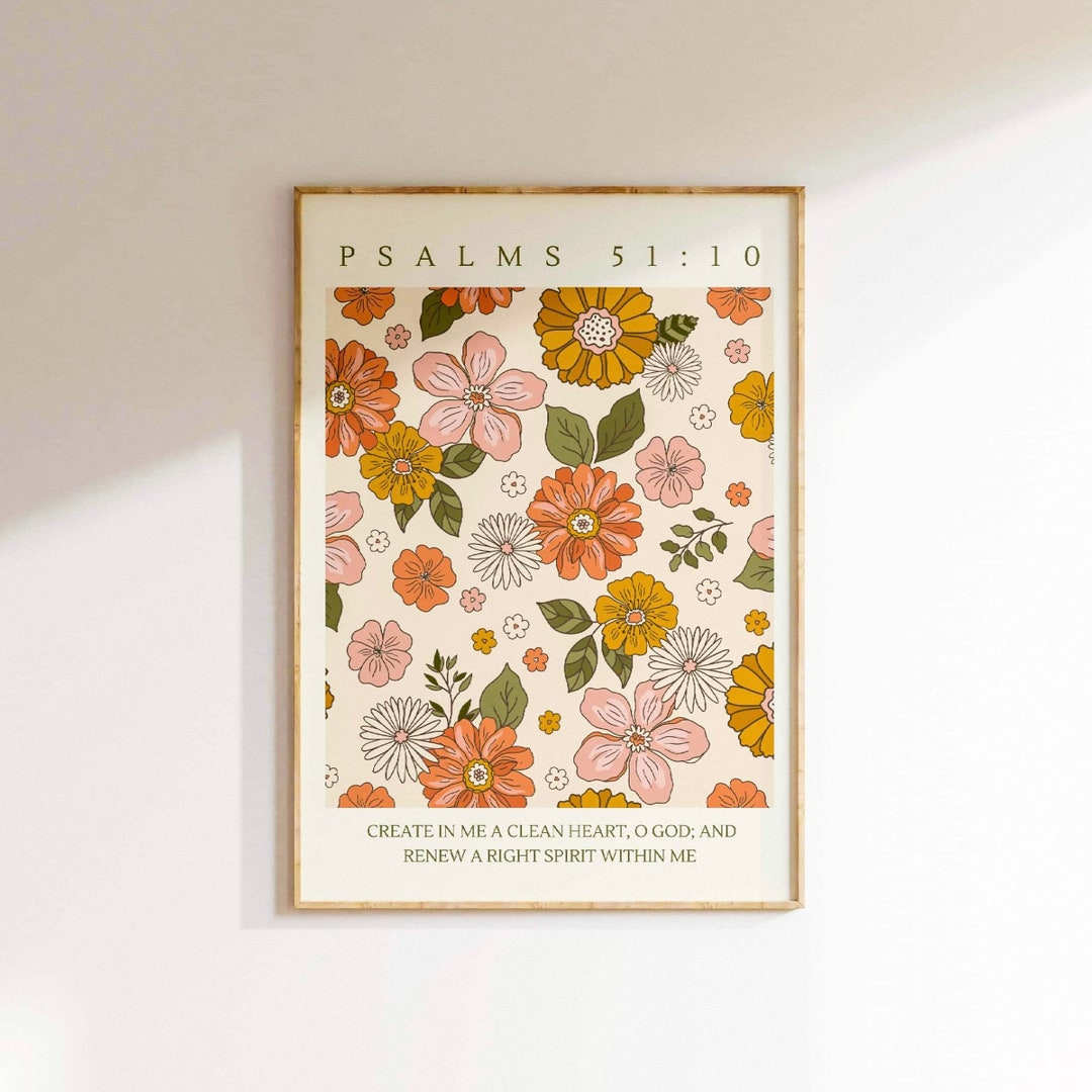Psalms 51, Christian Home Decor, Faith Print, Bible Verse Print ...