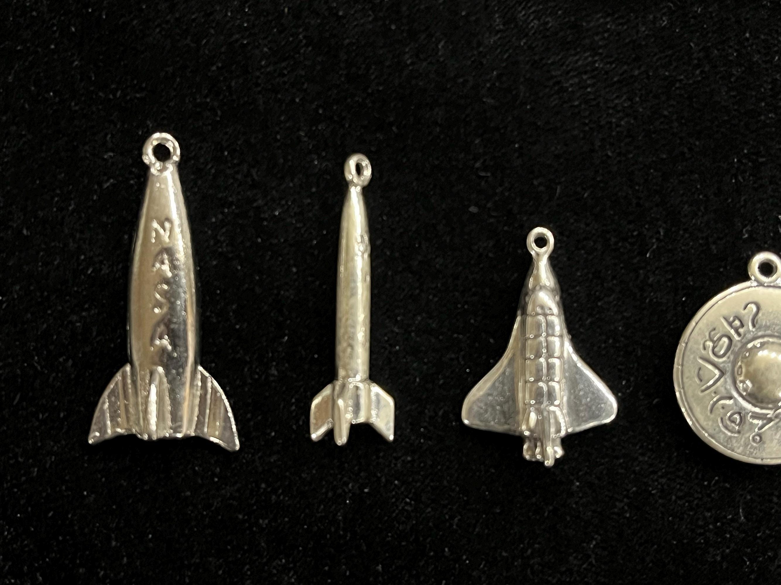 Sterling Space/alien/celestial Charms - Vintage Silver Moon & Stars ...