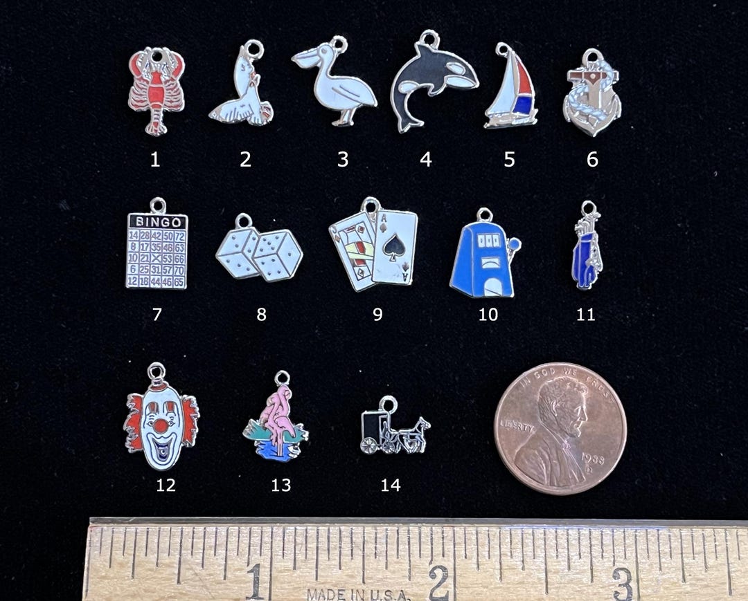 Vintage Enamel Assorted Charms-lobster-dove-pelican-sailboat-anchor ...