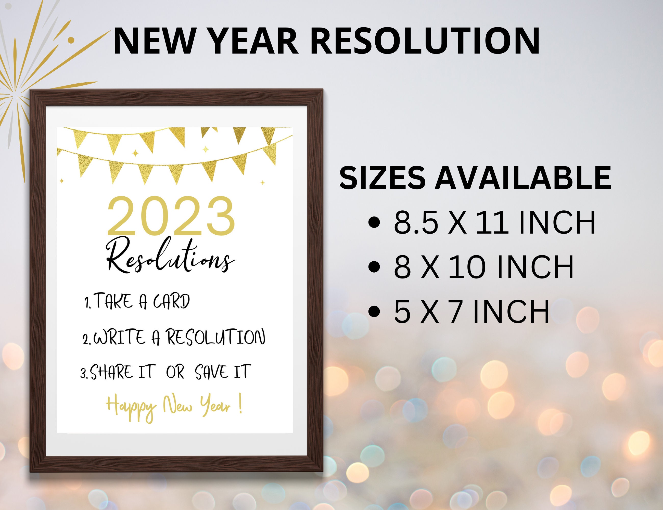 New Year Resolution Printable, 2023 Resolution, New Years Eve Party ...