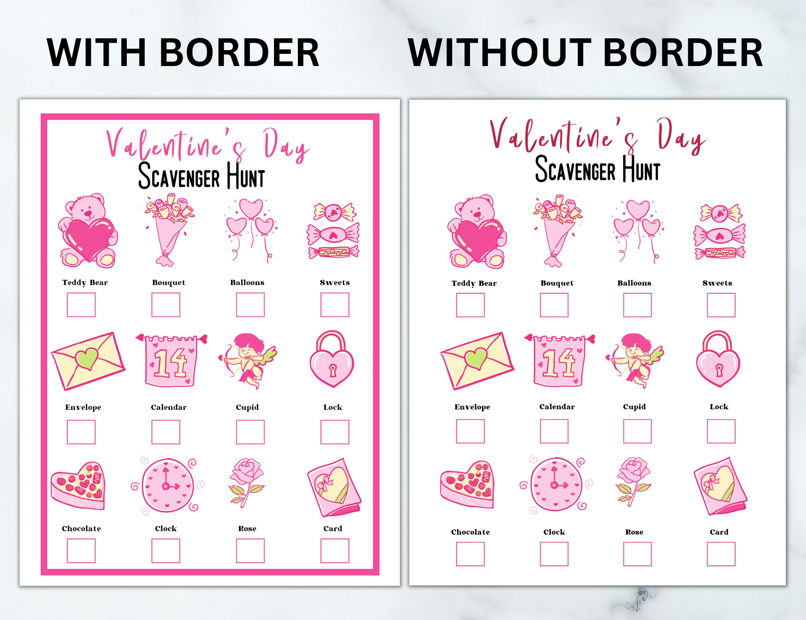 Valentine's Day Scavenger Hunt for Kids, Valentine's Day Treasure Hunt ...