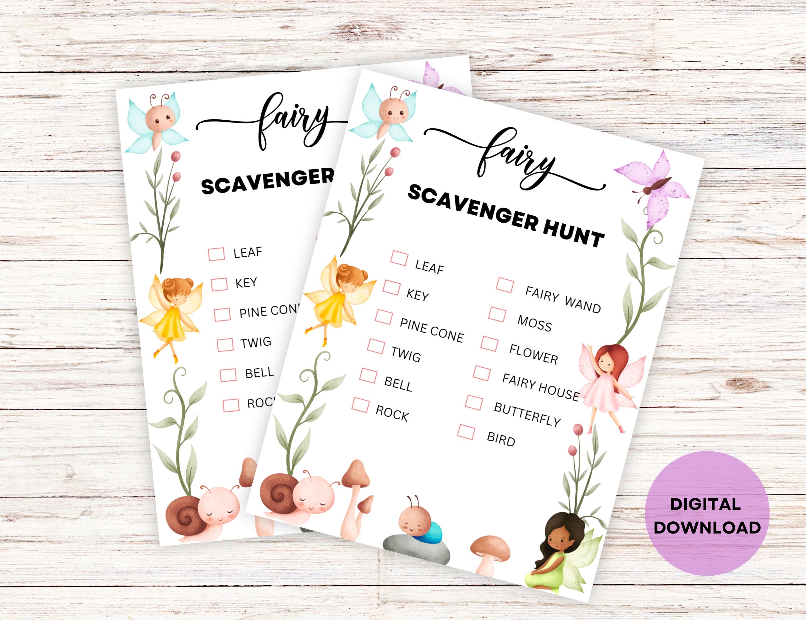 Fairy Birthday Party Scavenger Hunt, Woodland Enchanted Forest Fairy ...