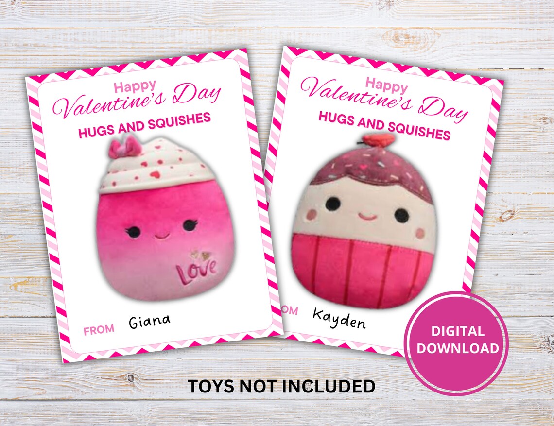 Valentine's Day Squishy Card Printable, Classroom Valentine Cards for ...