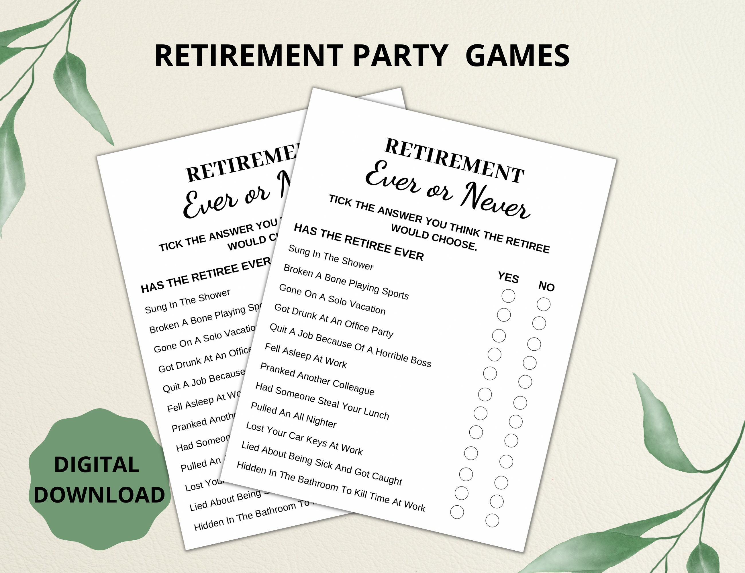 Retirement Party Games Printable, Never Have I Ever Game, Coworker ...