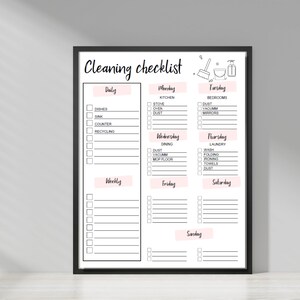 Editable Cleaning Checklist, Zone Cleaning Checklist, Weekly Cleaning ...