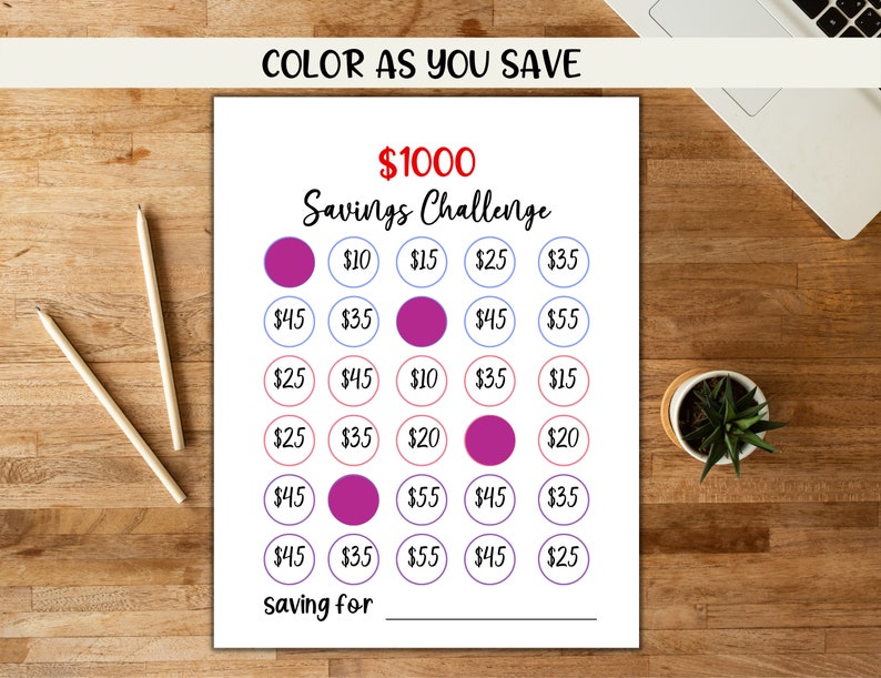1000 Savings Challenge, 1000 Savings Tracker, Money Savings Challenge ...