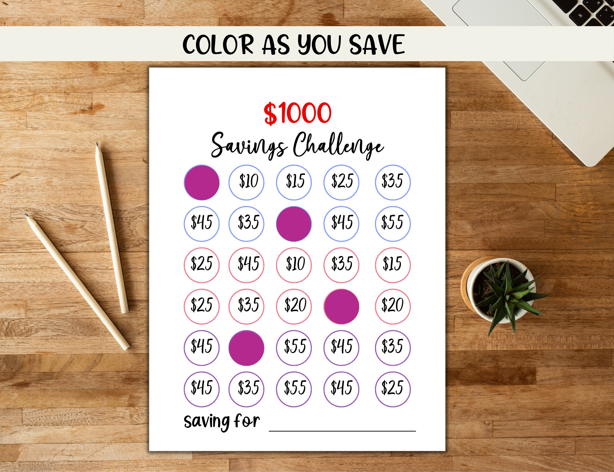 1000 Savings Challenge, 1000 Savings Tracker, Money Savings Challenge ...