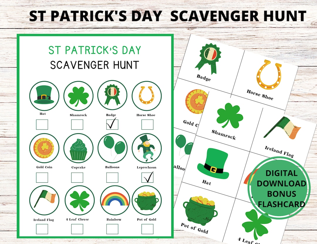 St Patrick's Day Scavenger Hunt for Kids, Printable for Kids, St ...