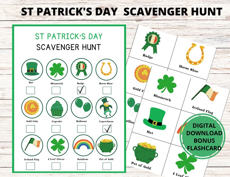 St Patrick's Day Scavenger Hunt for Kids, Printable for Kids, St ...