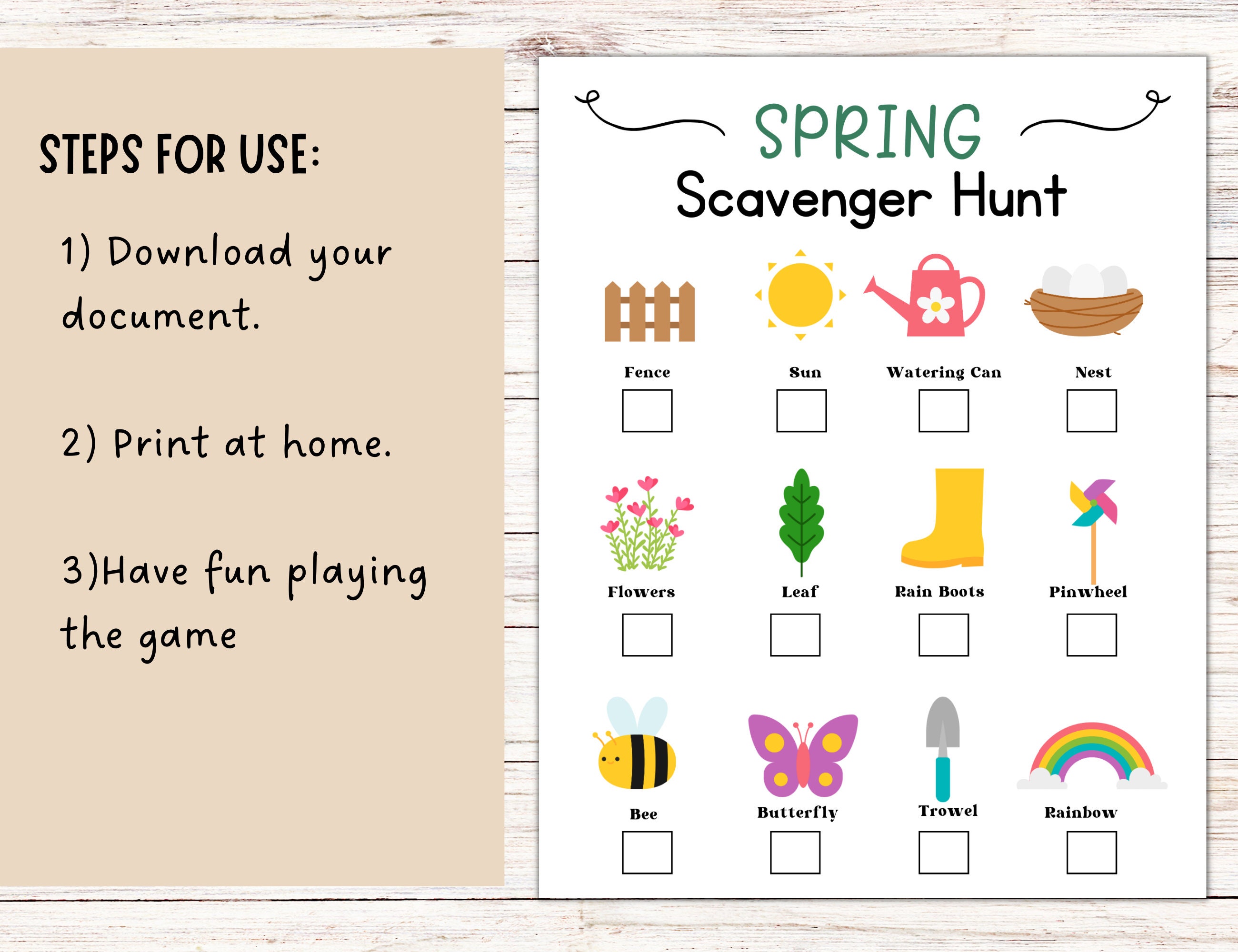 Spring Outdoor Scavenger Hunt for Kids, Treasure Hunt for Kids, Outdoor ...