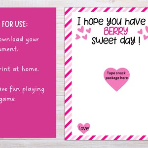 Valentine Day Fruit Snack Card Printable, Classroom Valentines Day ...