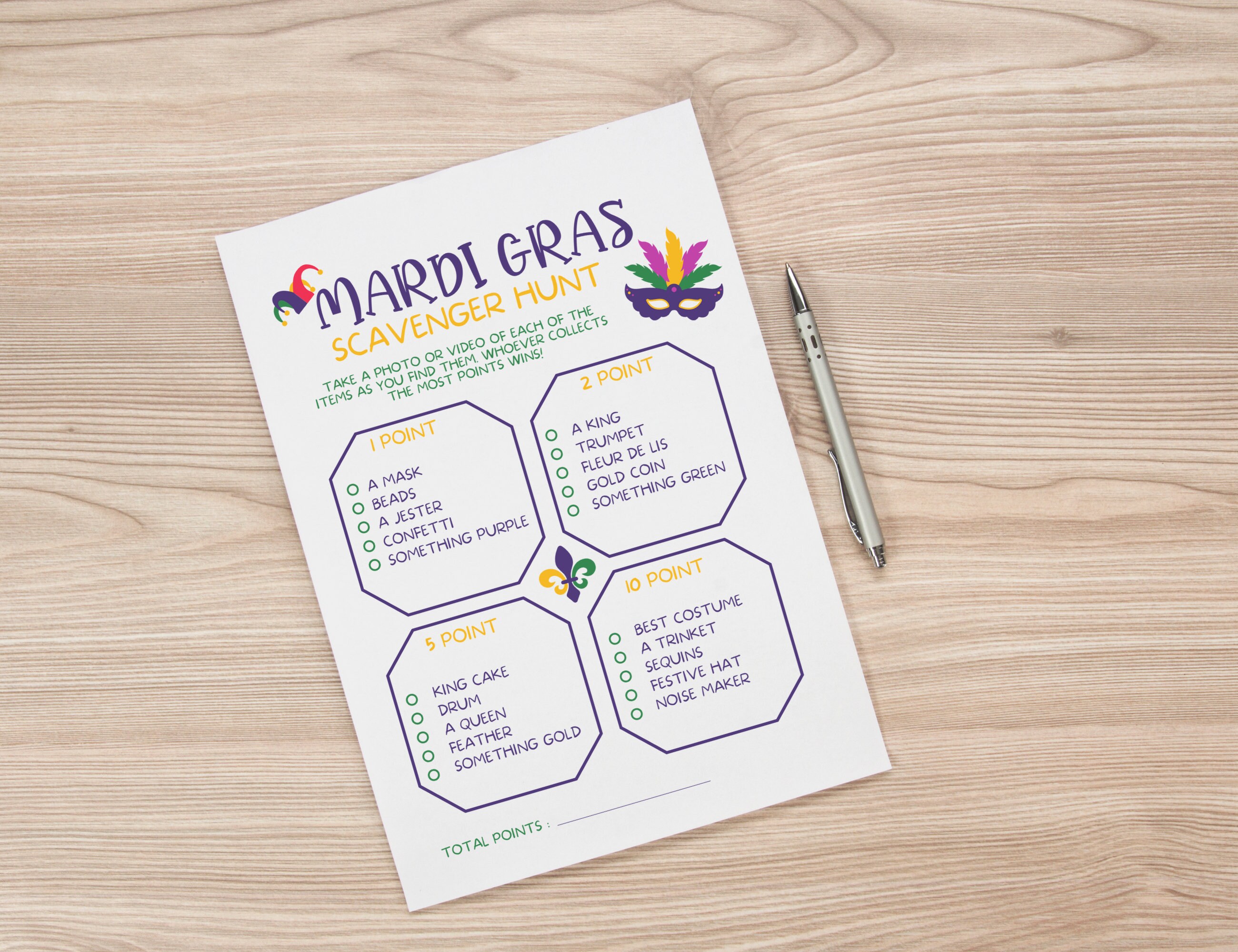 Mardi Gras Photo Scavenger Hunt, Carnival Tuesday Treasure Hunt, Shrove ...