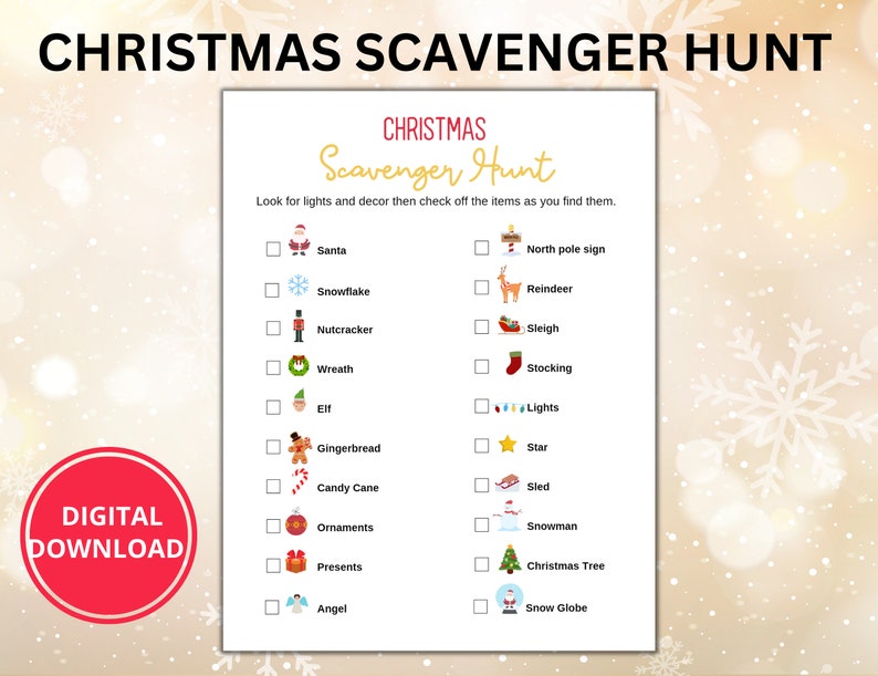 Christmas Scavenger Hunt Printable, Christmas Games for Family ,holiday ...
