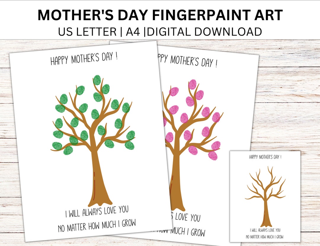 Mother's Day Fingerprint Art Thumbprint Art Template Fingerprint Craft ...