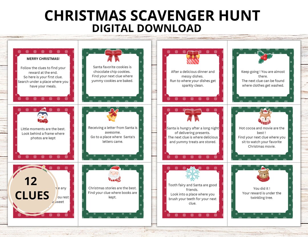 Christmas Scavenger Hunt for Kids, Christmas Printable Games for Kids ...
