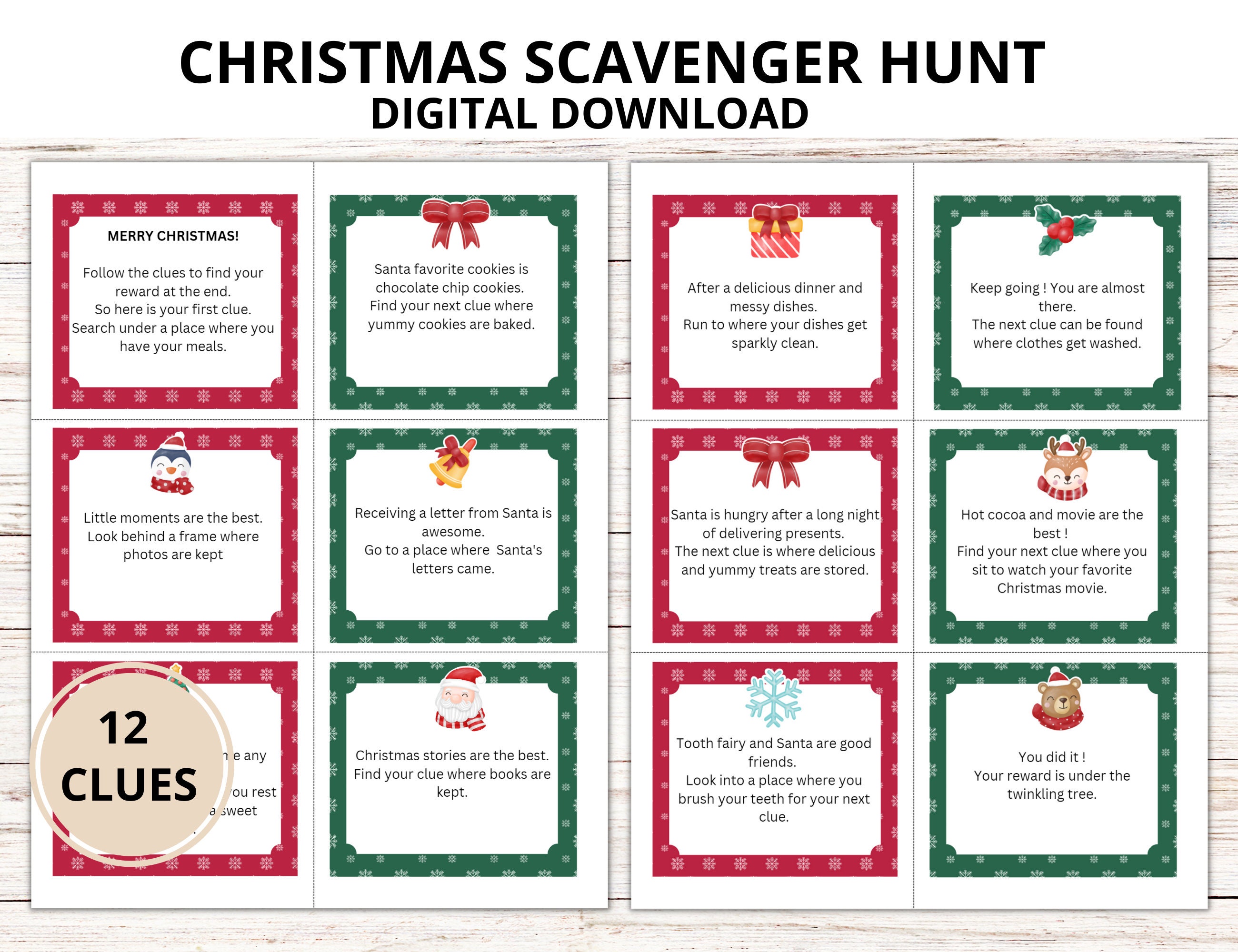 Christmas Scavenger Hunt for Kids, Christmas Printable Games for Kids ...