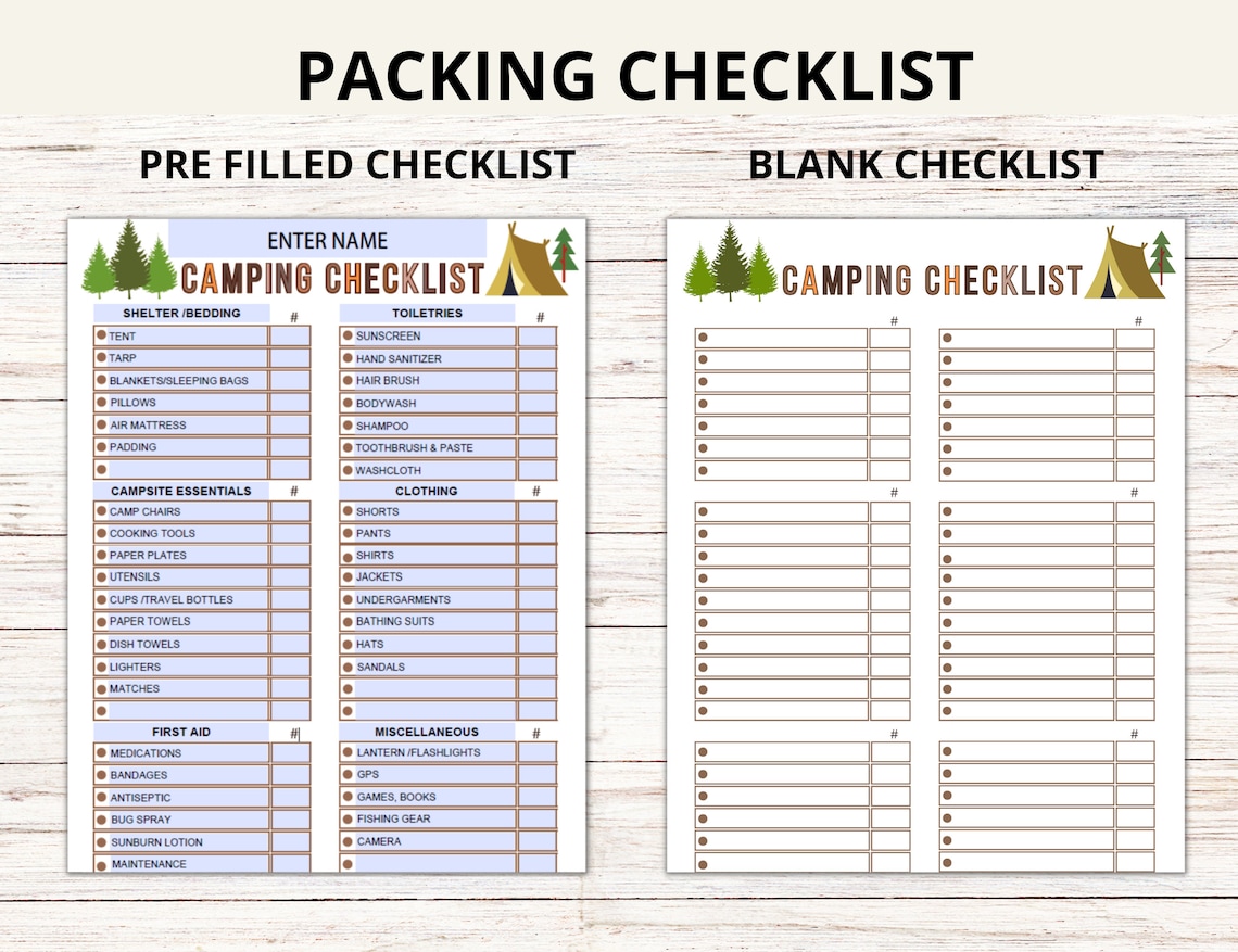 Editable Camping Packing List, Camping Trip Packing Checklist PDF ...